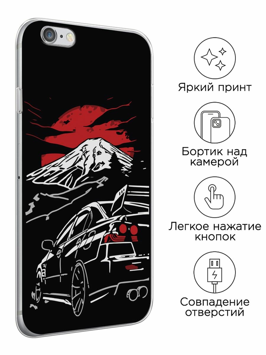 Чехол на Apple iPhone 6 / Айфон 6 с принтом "Машина в горах JDM" — фото 1