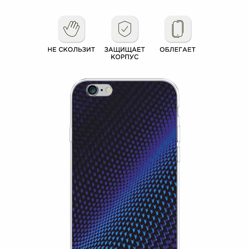 Силиконовый чехол на Apple iPhone 6 / Айфон 6 с принтом "Синий карбон" — фото 1