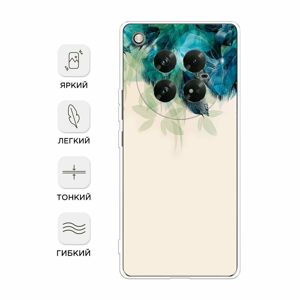 Чехол на Infinix Zero 40 5G / Инфиникс Зеро 40 5G с принтом Перья голубого цвета — фото 1
