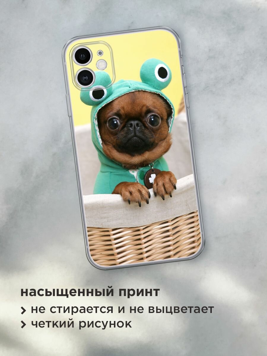 Чехол на Apple iPhone 11 / Айфон 11 с принтом "Собачка в шапке лягушки" — фото 1