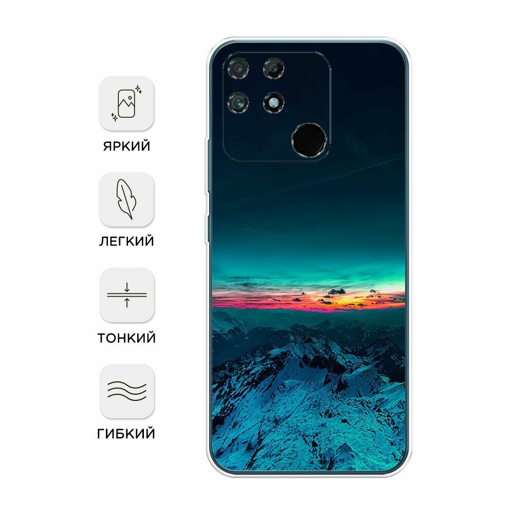Чехол на Realme Narzo 50A / Реалми Нарзо 50A с принтом "Закат в горах" — фото 1