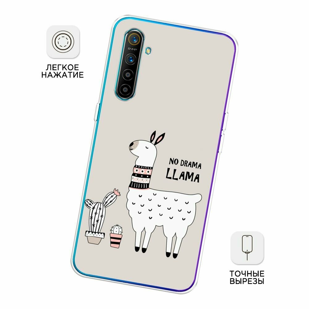 Силиконовый чехол на Realme XT / Реалми XT с принтом No drama LLama — фото 1