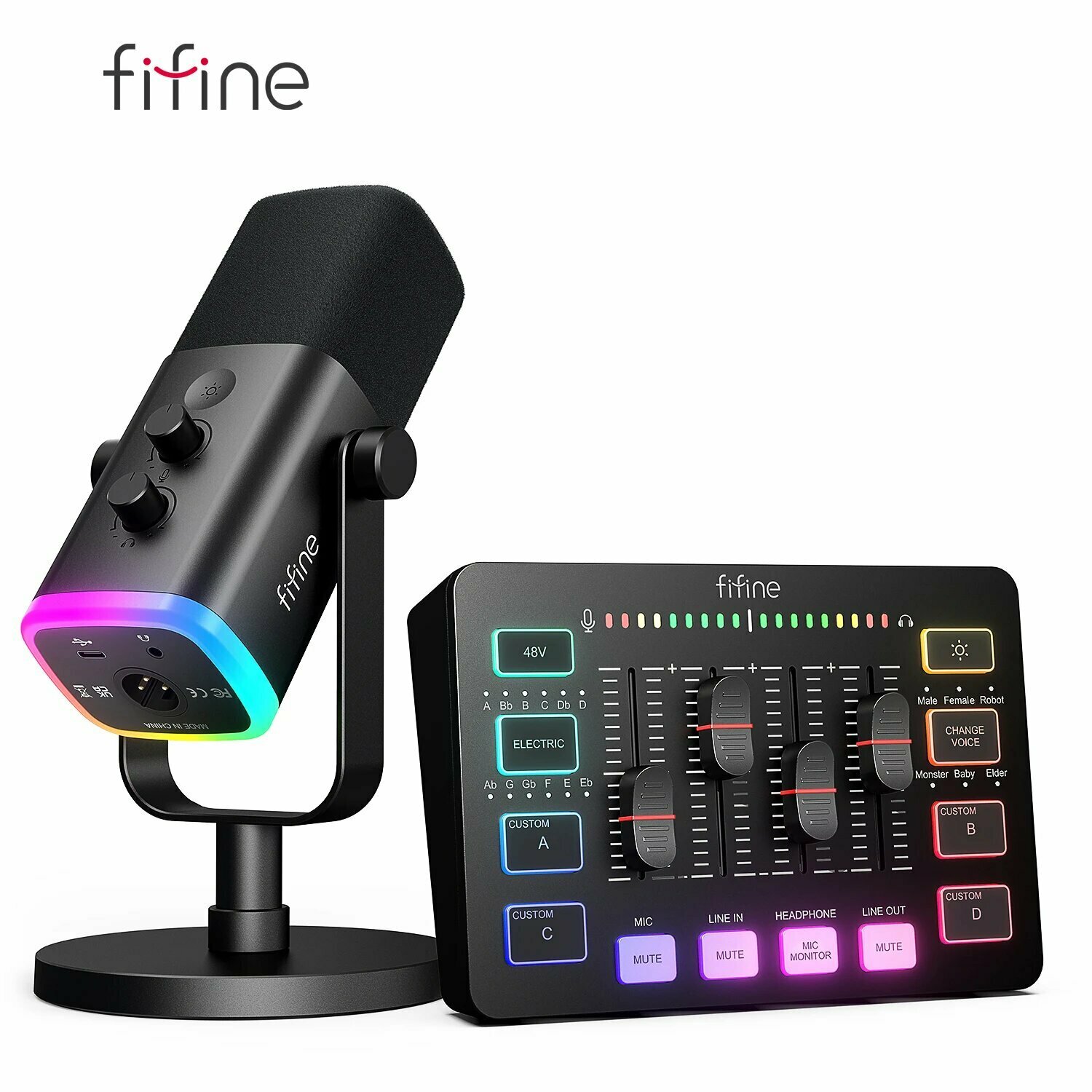 FIFINE Ampligame AM8+SC3 мульти-микрофонный комплект для домашней записи