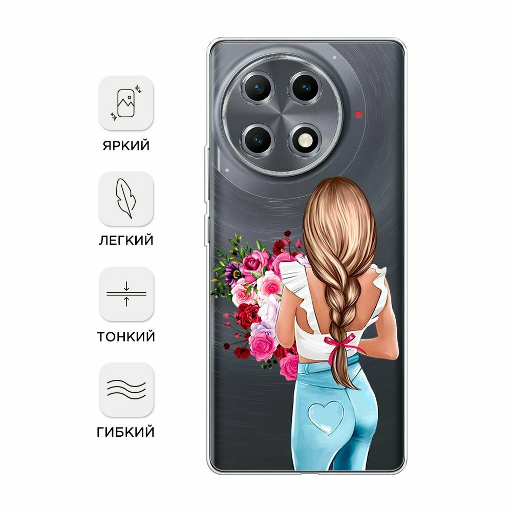 Чехол на Tecno Camon 30S / Текно Камон 30S с принтом "Букет для девушки", прозрачный — фото 1