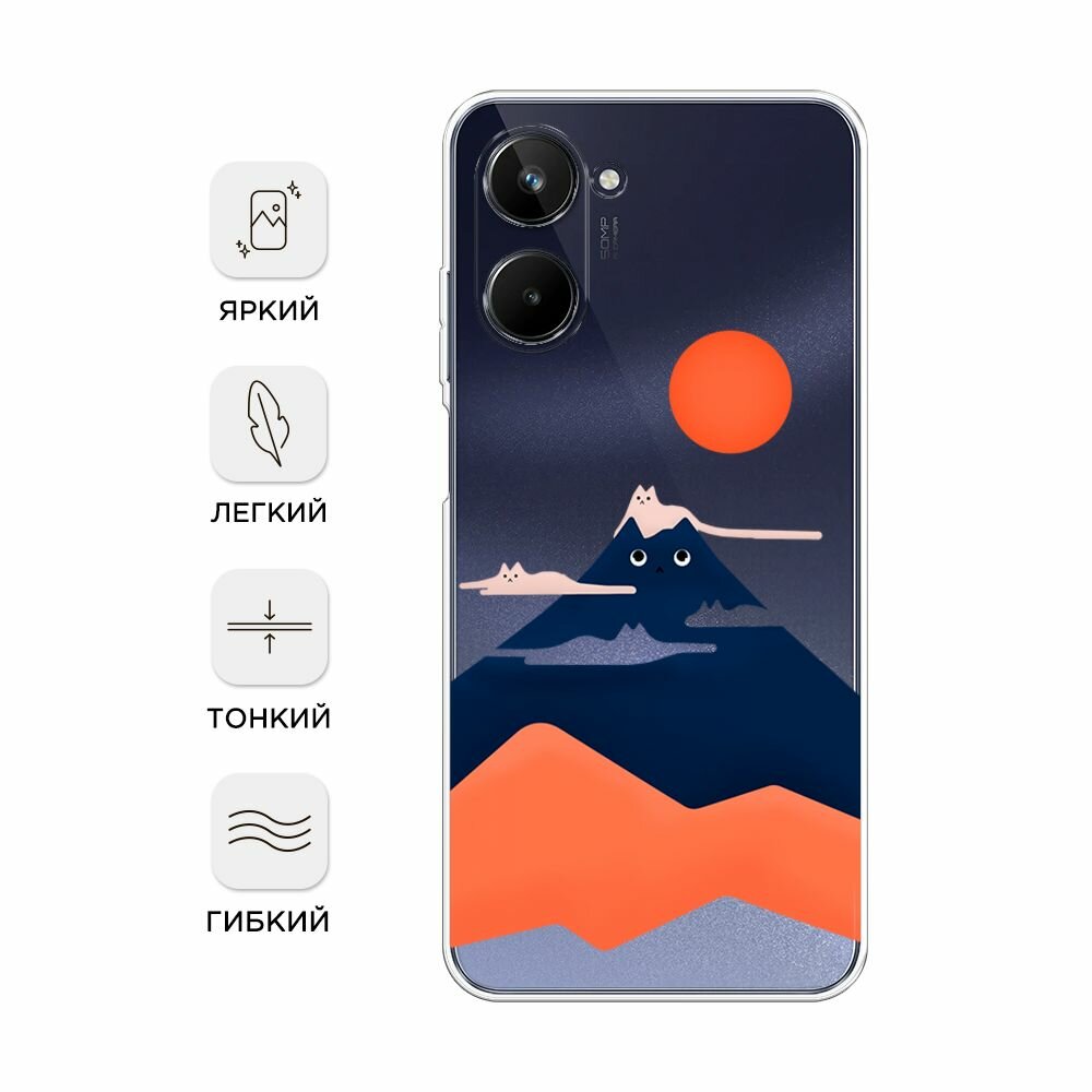 Чехол на Realme 10 4G / Реалми 10 4G с принтом "Кот-гора", прозрачный — фото 1