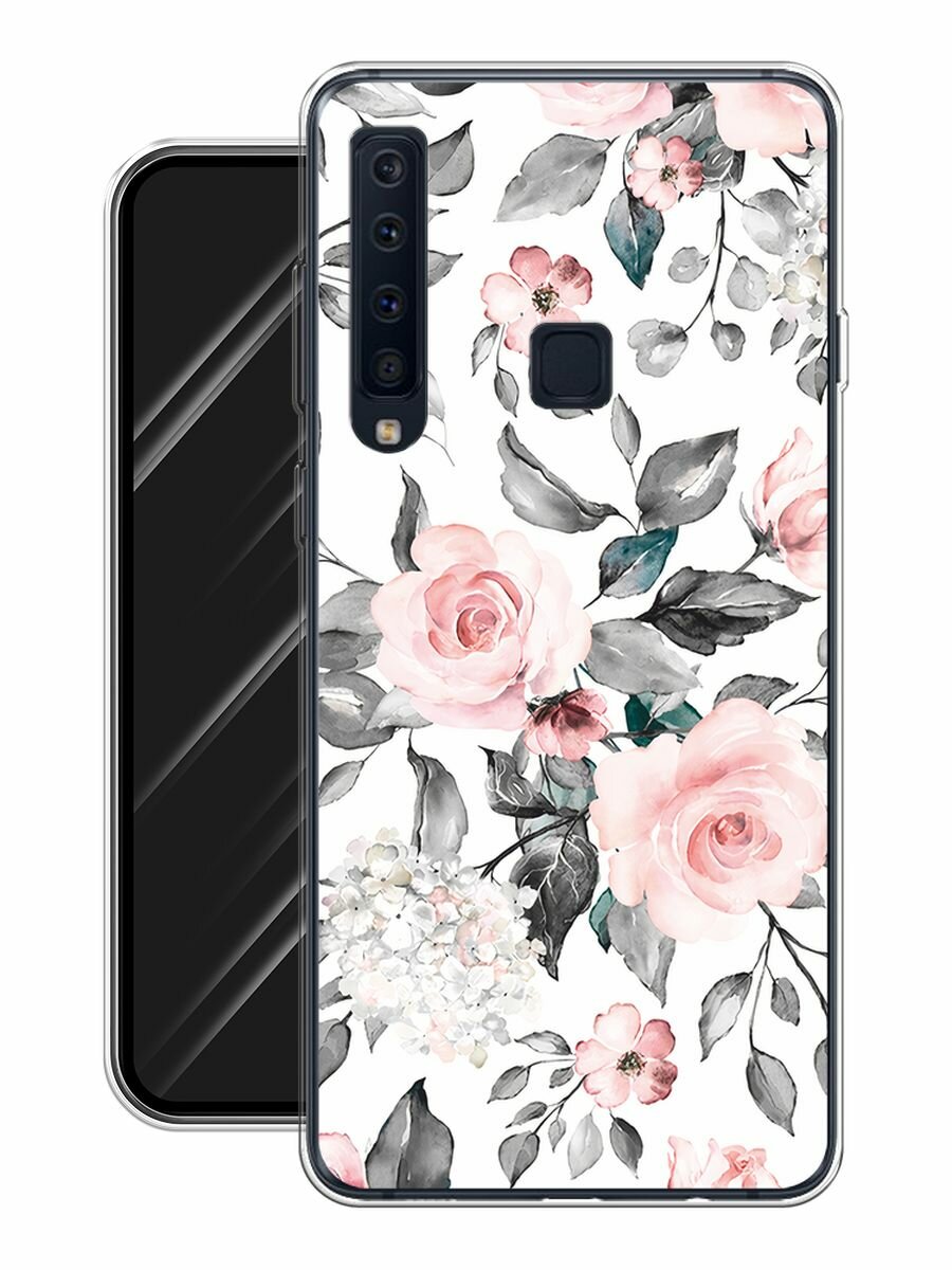 Чехол на Samsung Galaxy A9 2018 / Самсунг Галакси А9 2018 с принтом "Розы на белом" — фото 1