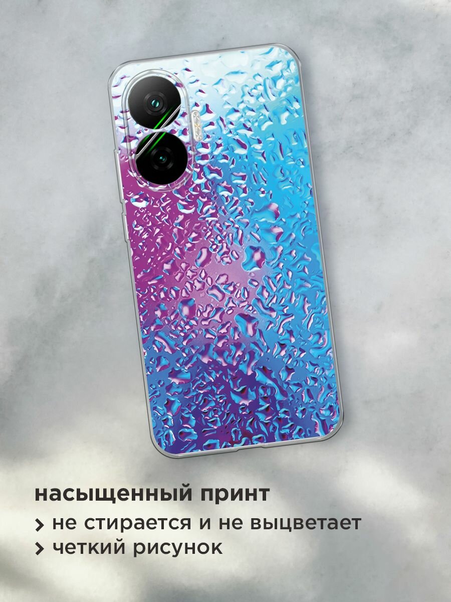 Силиконовый чехол на Poco F7 / Поко F7 с принтом "Капли на стекле" — фото 1