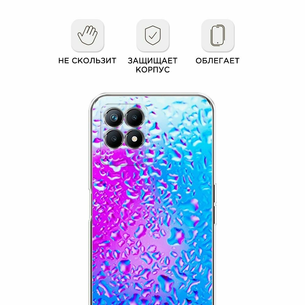 Силиконовый чехол на Realme 8i / Реалми 8i с принтом "Капли на стекле" — фото 1