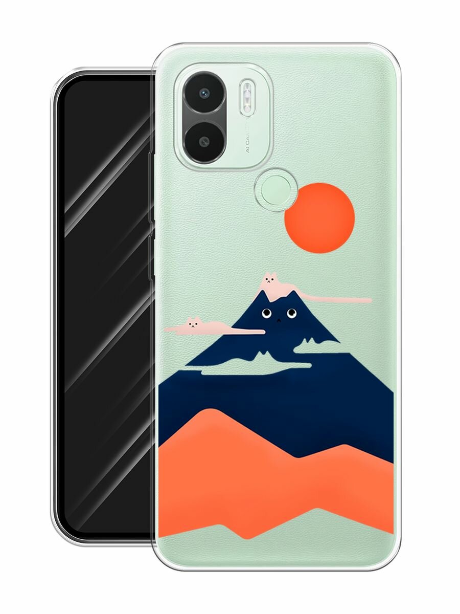 Чехол на Xiaomi Redmi A1+/Redmi A2+/Poco C51/C50 / Редми A1+ с принтом "Кот-гора", прозрачный — фото 1