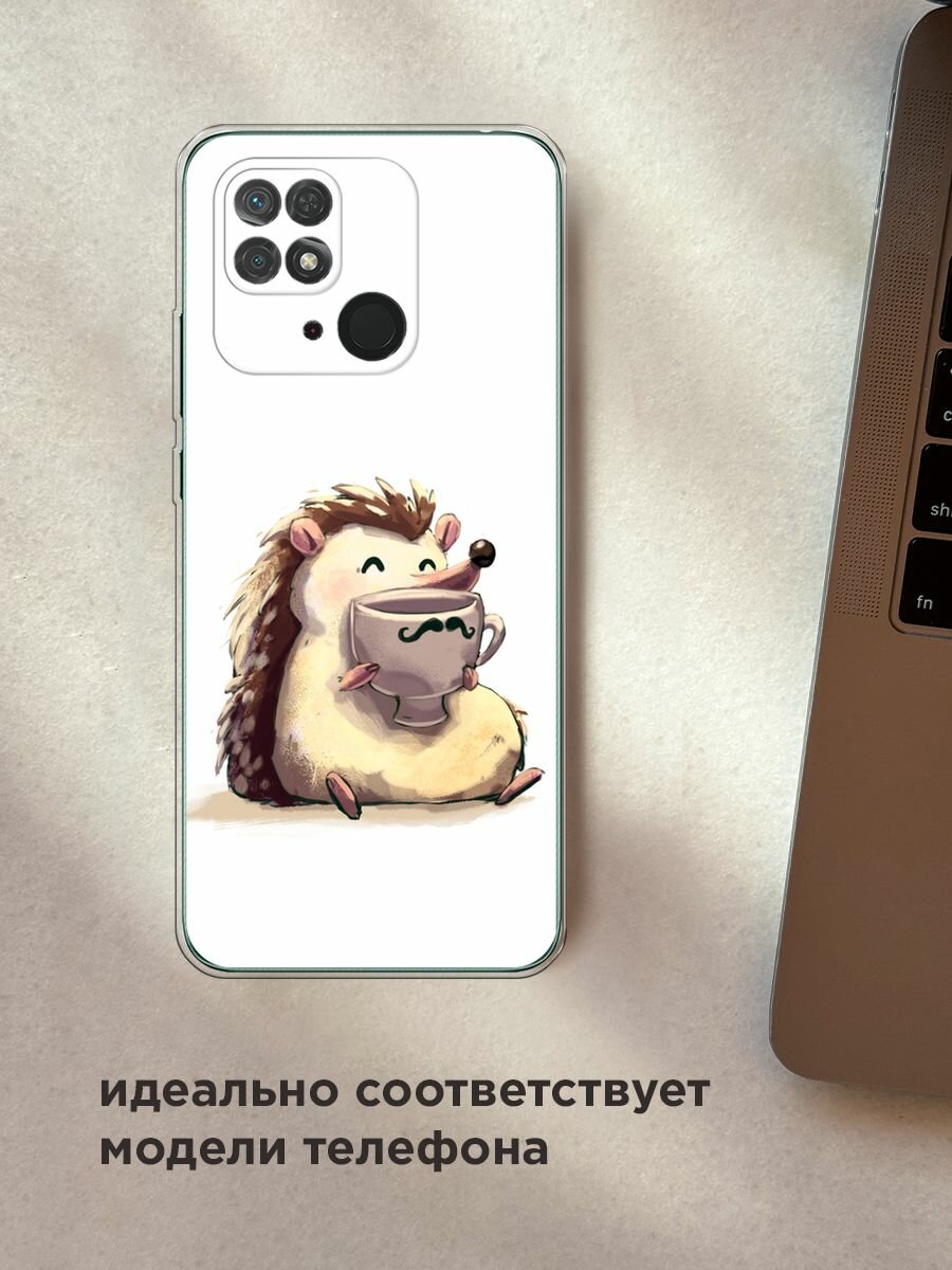 Чехол на Xiaomi Redmi 10C / Сяоми Редми 10C с принтом "Еж кофеман" — фото 1