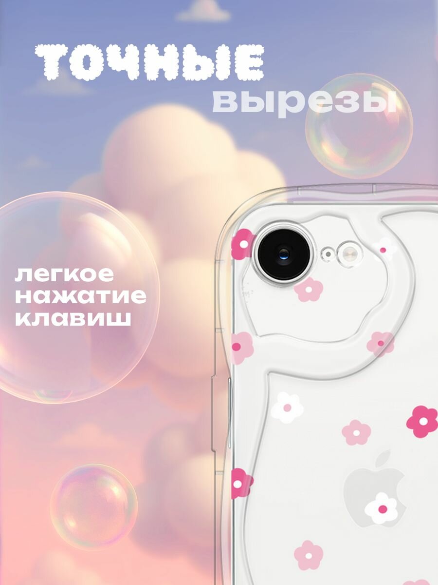 Чехол на iPhone 16e / Айфон 16е/17e с принтом "Весенние цветочки рисунок" — фото 1