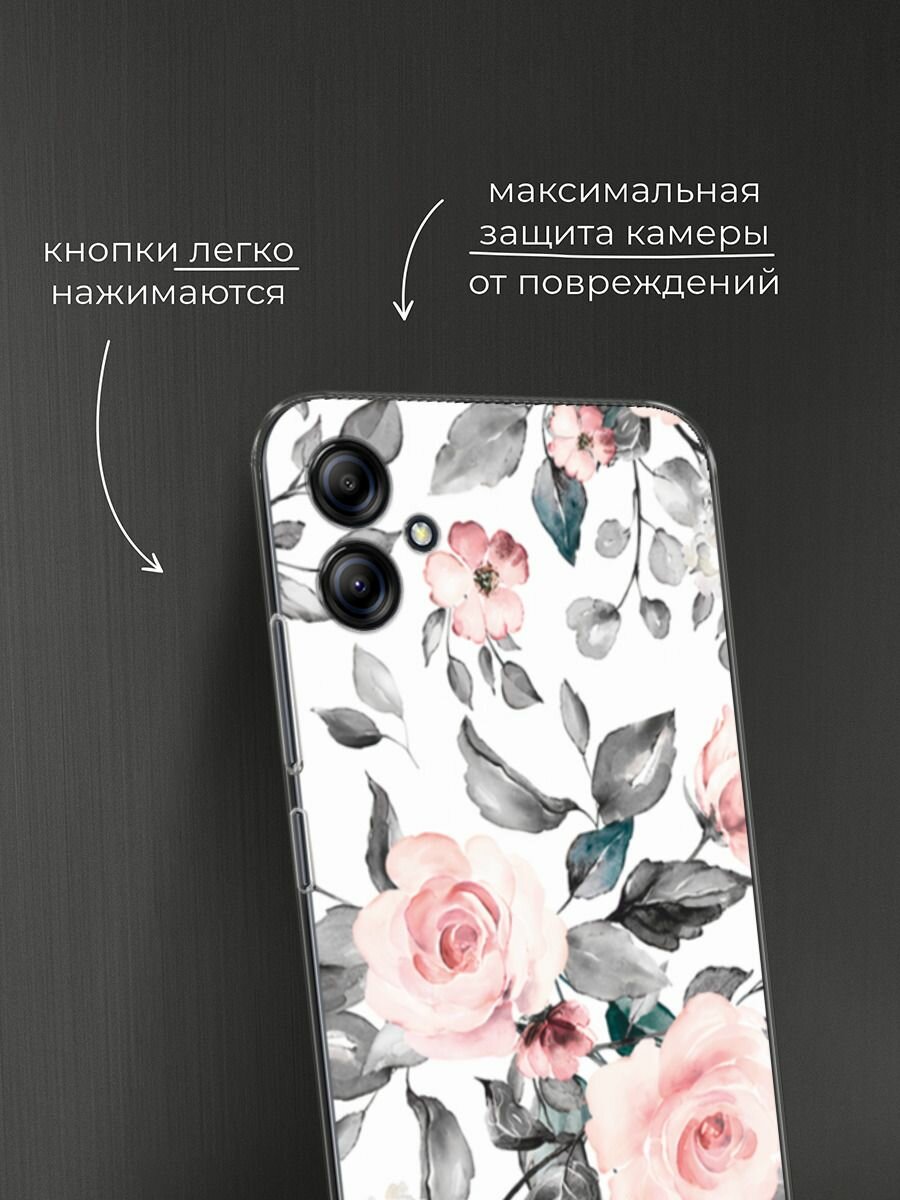 Чехол на Samsung Galaxy A04e / Самсунг A04e с принтом "Розы на белом" — фото 1