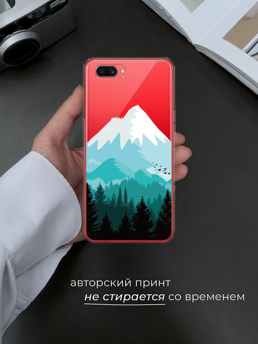 Чехол на Oppo A3s / Oppo A3s с принтом "Синяя снежная гора", прозрачный — фото 1