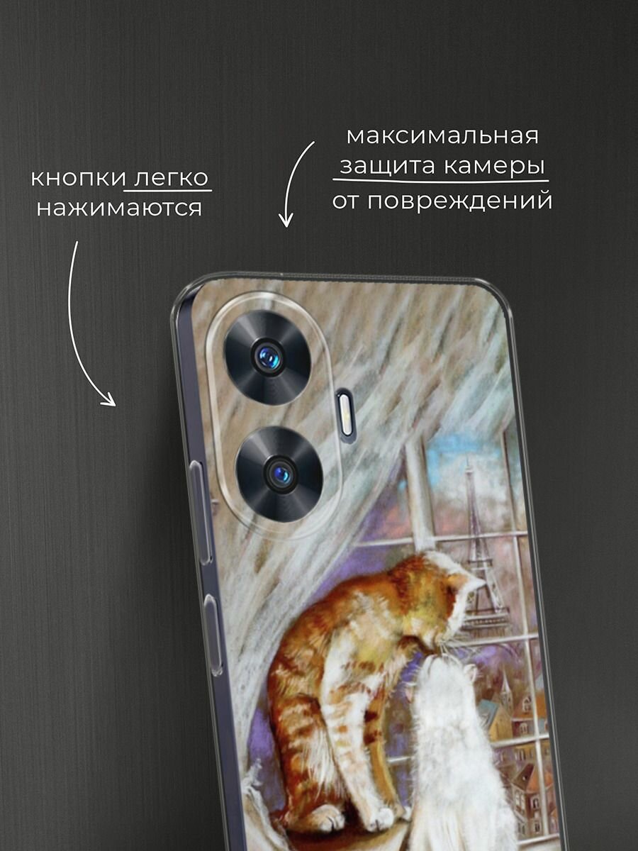 Чехол на Realme C55 / Реалми C55 с принтом "Влюбленные котики 1" — фото 1