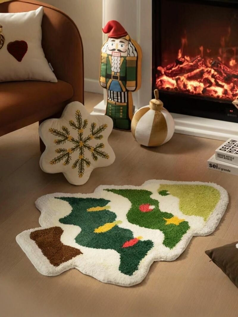 Коврик набор для ванной Anderlen, Christmas tree shape, multi-color, 0.6x0.9 м, для ванной и туалета, набор для санузла