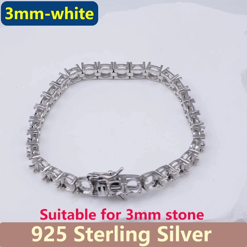 Серебряный браслет теннисный 925 пробы, 17 см, 3mm stone