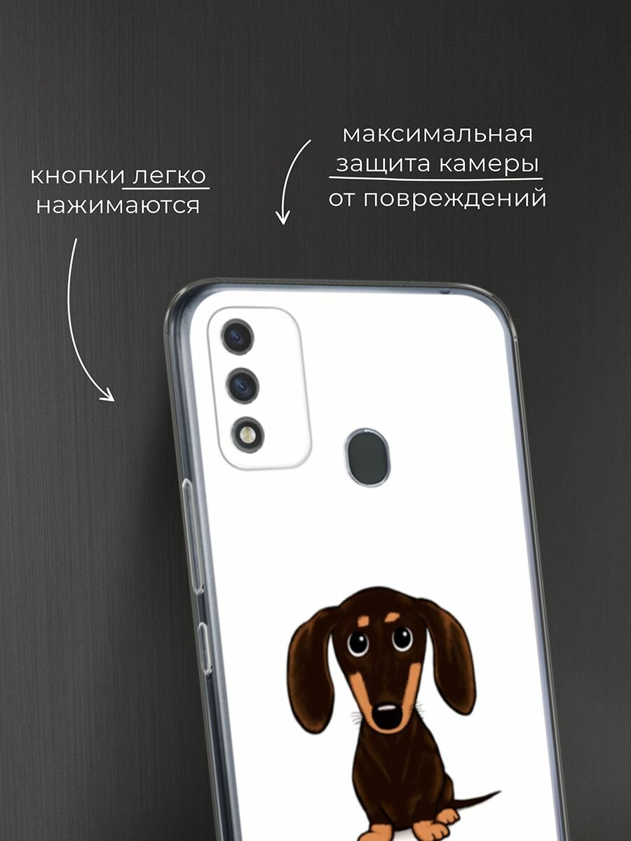 Силиконовый чехол на Itel A48 / Ител А48 с принтом "Маленькая такса" — фото 1