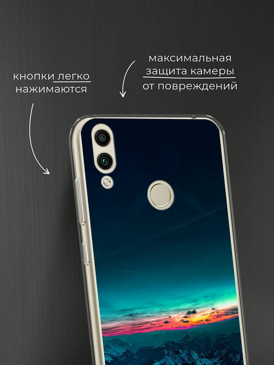 Силиконовый чехол на Honor 8C / Хонор 8С с принтом "Закат в горах" — фото 1