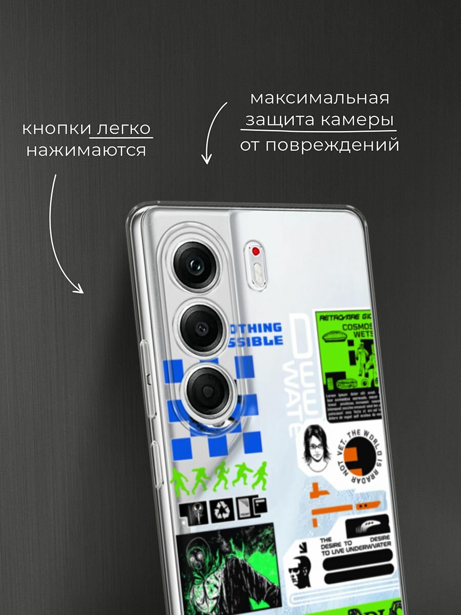 Чехол на Tecno Camon 40 Pro / Текно Камон 40 Про с принтом "Nothing impossible", прозрачный — фото 1