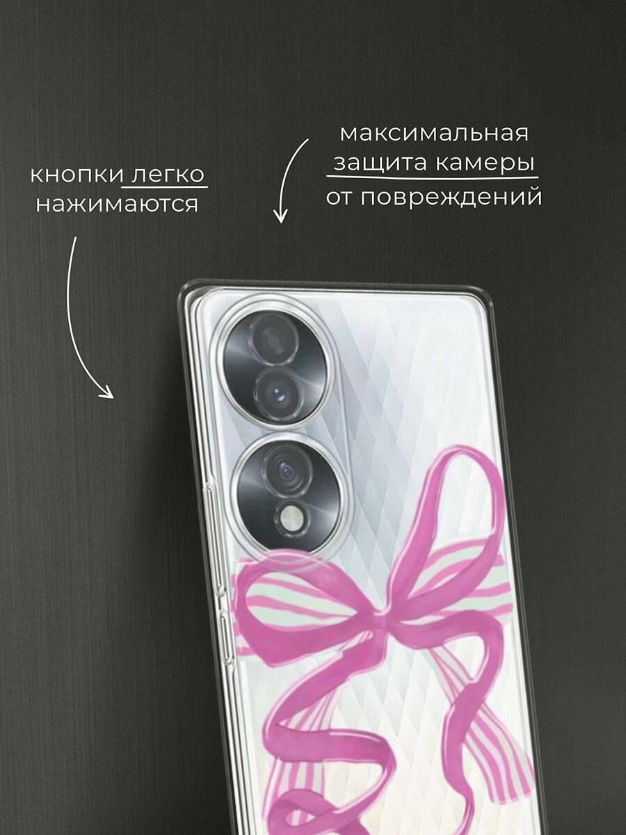 Чехол на Honor 70 / Хонор 70 с принтом "Полосатый розовый бант 2" — фото 1