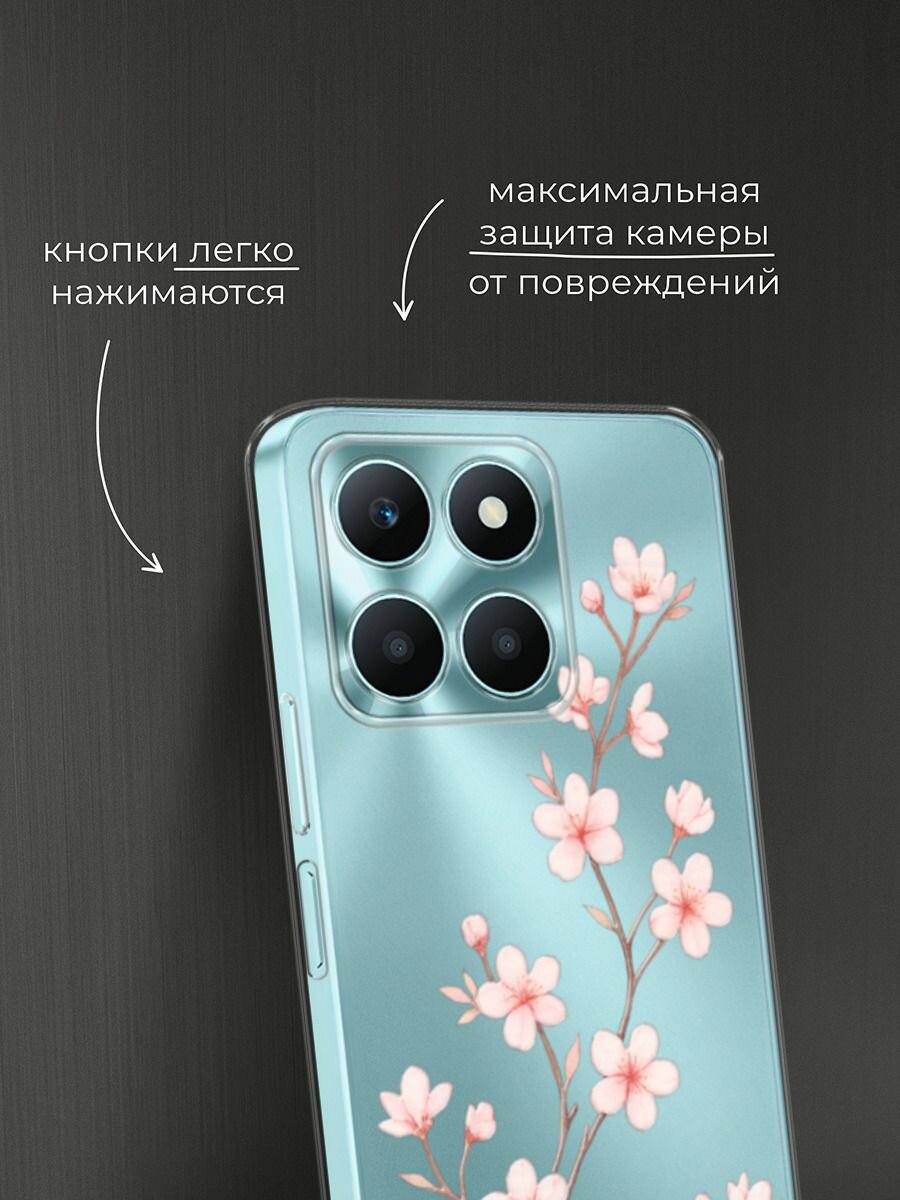 Чехол на Honor X6A / Хонор X6A с принтом "Веточка сакуры 2" — фото 1