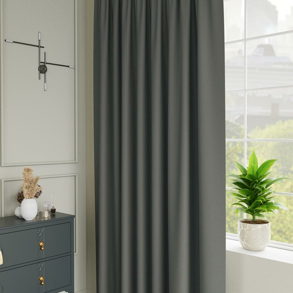 Штора на ленте со скрытыми петлями KREAFORTA Pharu 140x280 см цвет темно-серый