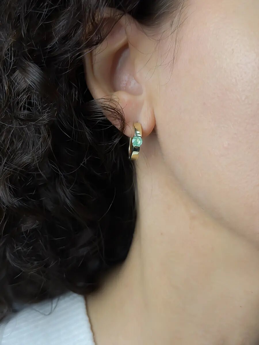 Серьги, желтое золото, 375 проба, изумруд