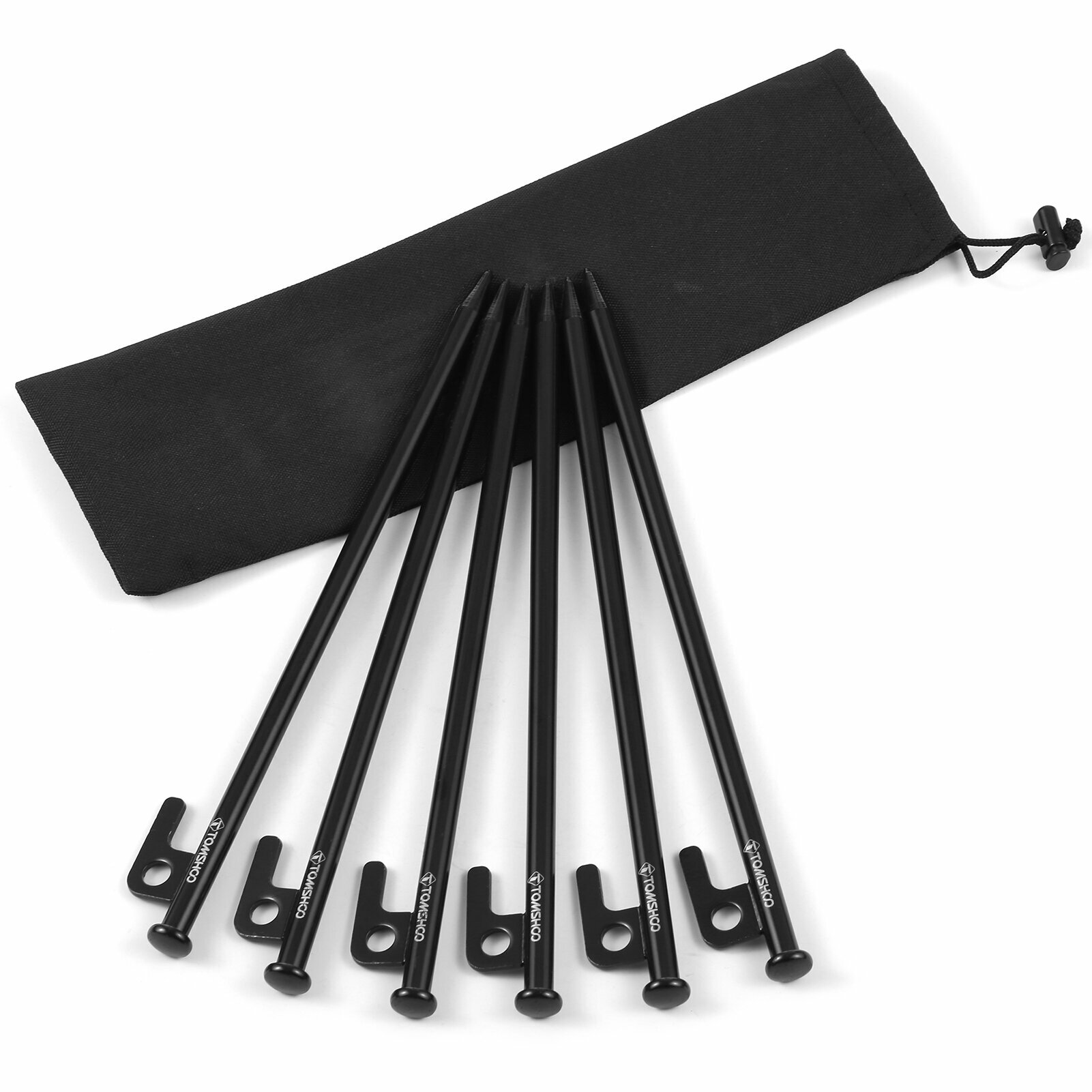 TOMSHOO 8 Inch /12 Tent Pegs 6PCS Heavy Duty Steel Stakes for Outdoor Camping Canopy Awning