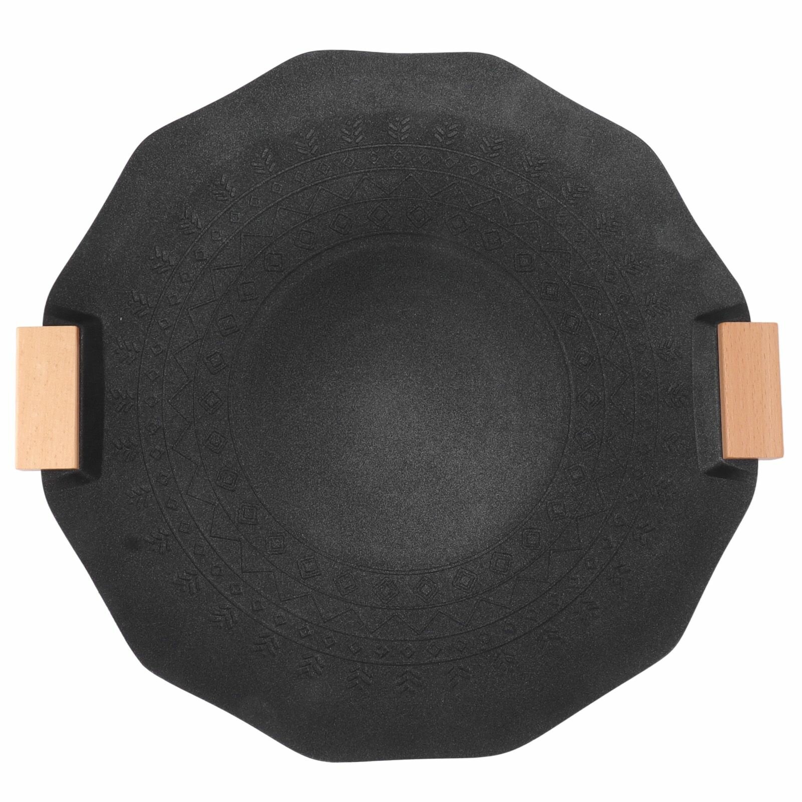 Портативная гриль-сковорода для барбекю дома с антипригарным покрытием, черная геометрия 40см, идеально для стейка и корейского барбекю