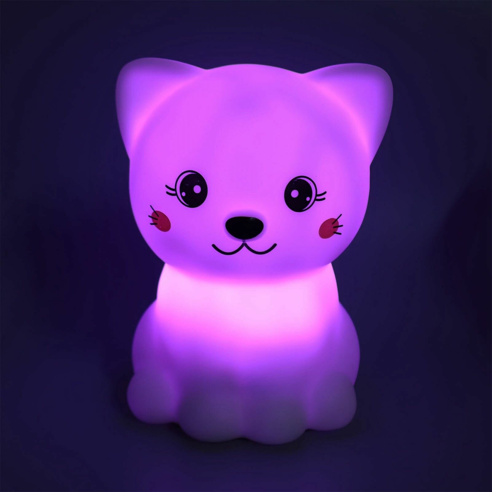 Силиконовая ночная лампа в форме милого кота, 7 цветных режимов, перезаряжаемая для детей, безопасная и удобная