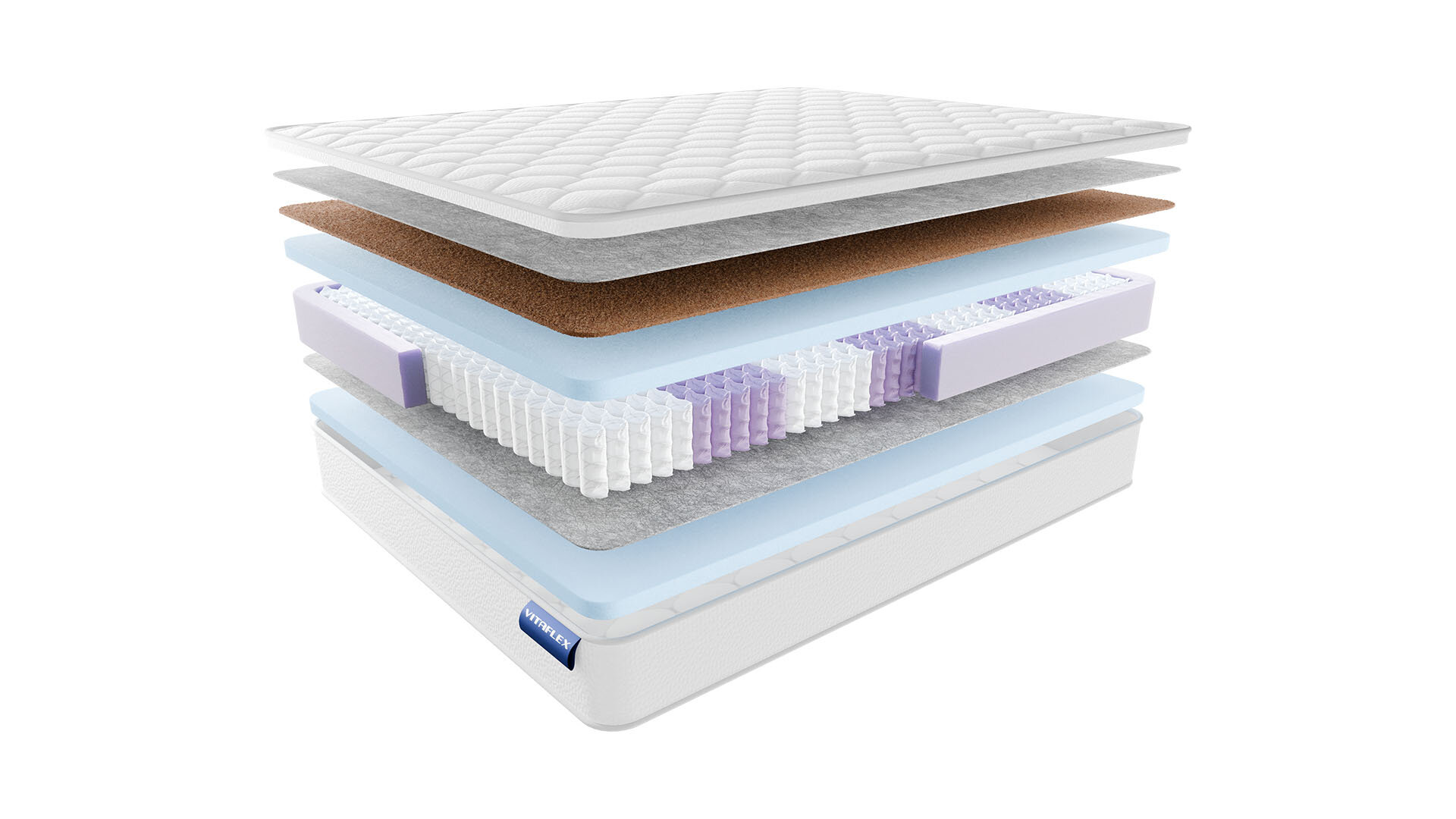 Матрас Vitaflex SleepFlow Vernato 120х195 высота 25 см анатомический средней жесткости кокосовый Независимые пружины
