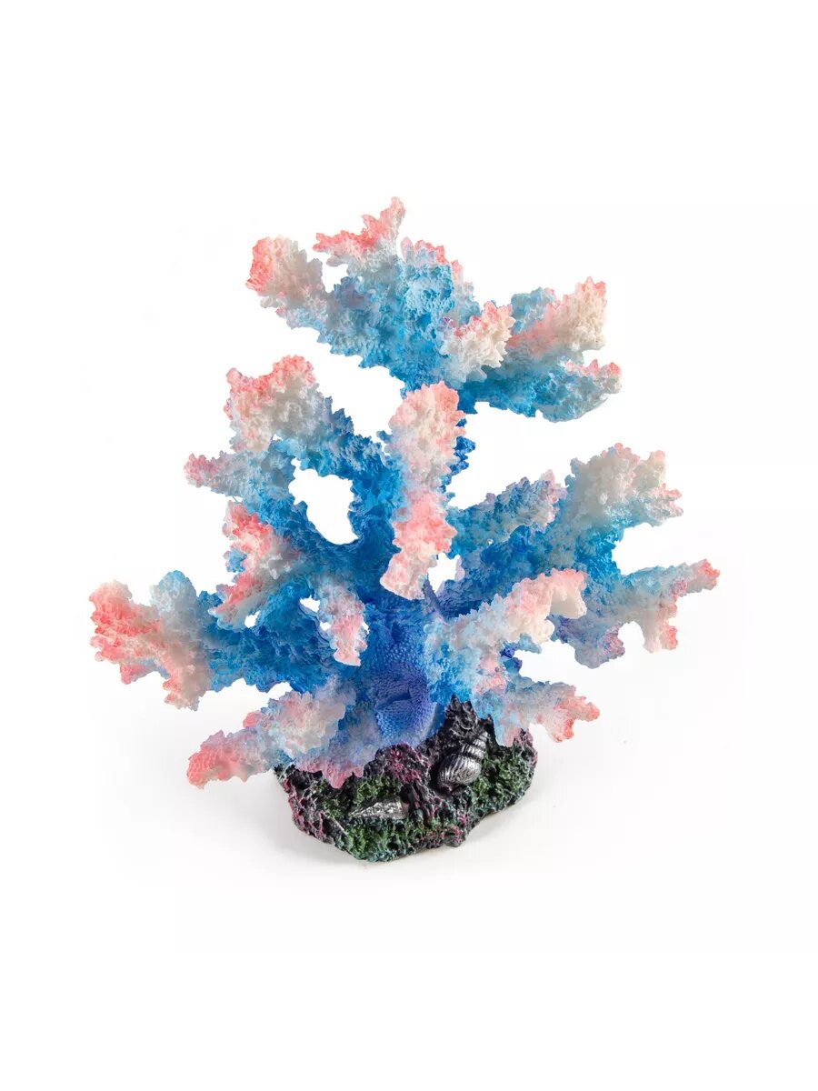 Коралл для аквариума силикон, синяя, 15.5х13х15см