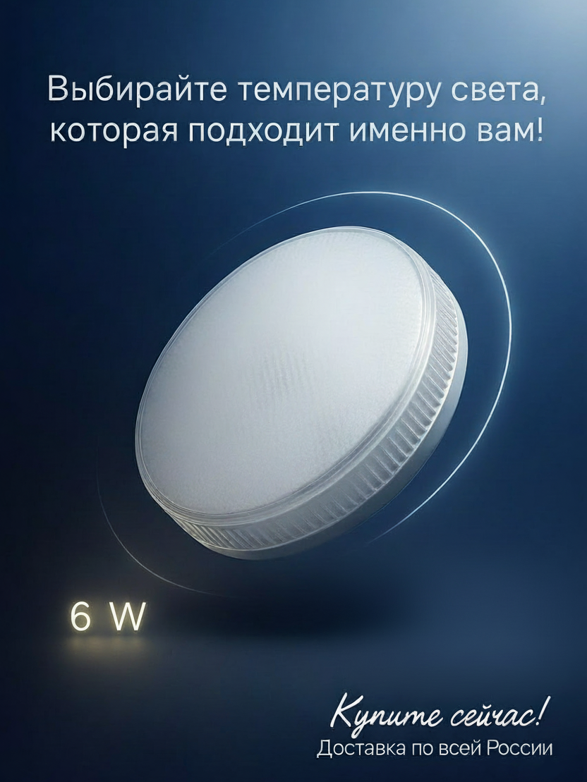 Лампа Одеон GX 53 LED 6W 6000K Стекло 4 шт