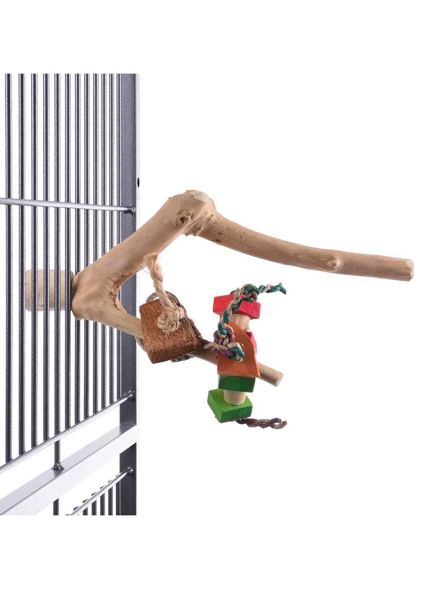 Жердь для птиц Ветвь кофейная с игрушками