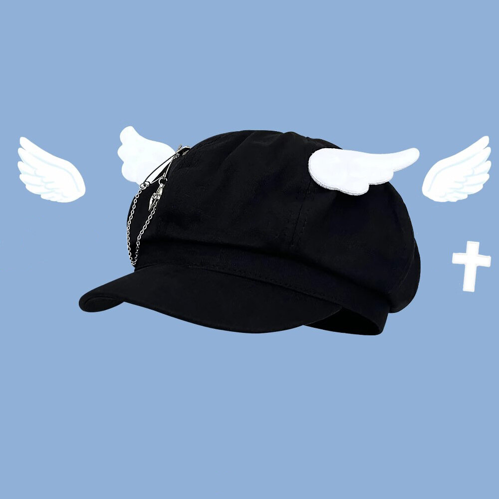 Японский берет y2k с кошачьими ушками, женская нишевая двумерная субкультурная милая восьмиугольная шляпа с большой окружностью головы и маленьким лицом