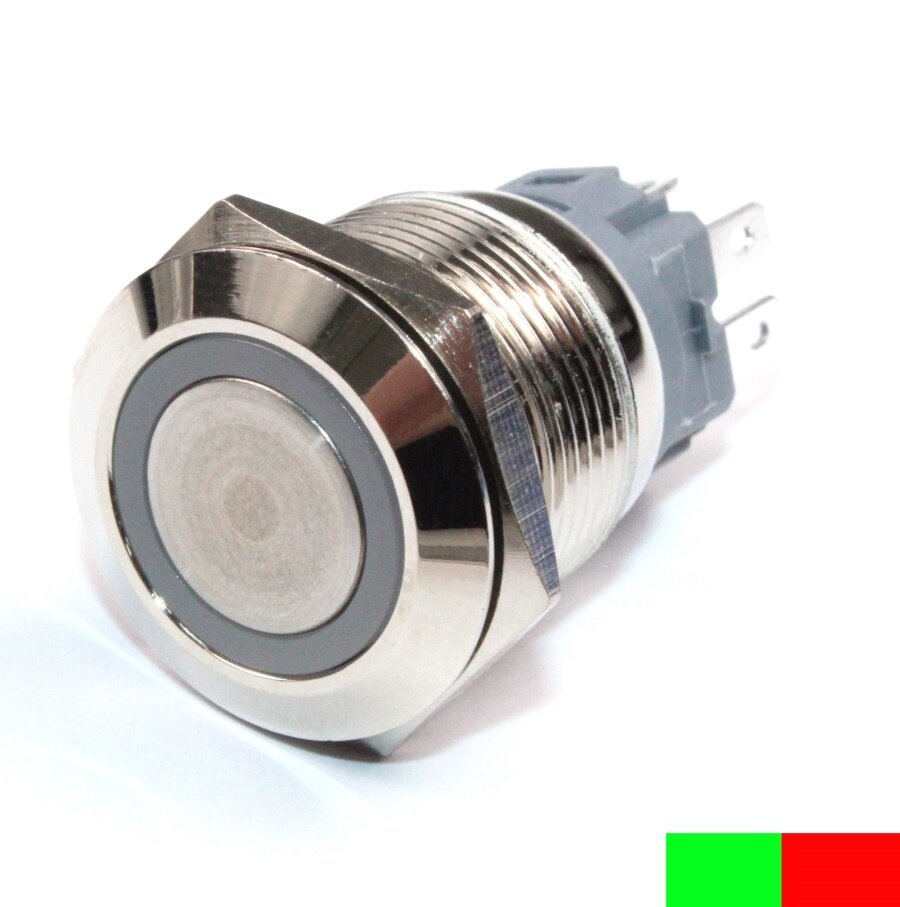 Кнопка антивандальная GQ19B-10E/RG/N off-(on), RUiCHi, (красно-зеленая индикация)