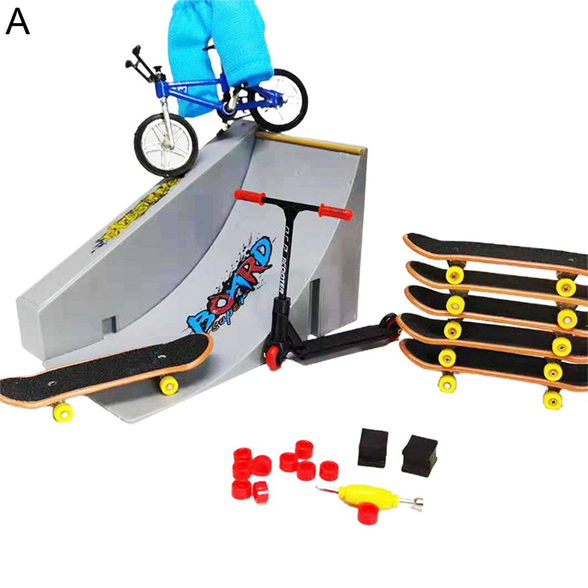 Набор игрушек для пальцев Smooth Edge Skate Park Kit, включающий скейтборды, велосипеды, фингерборд, скейт