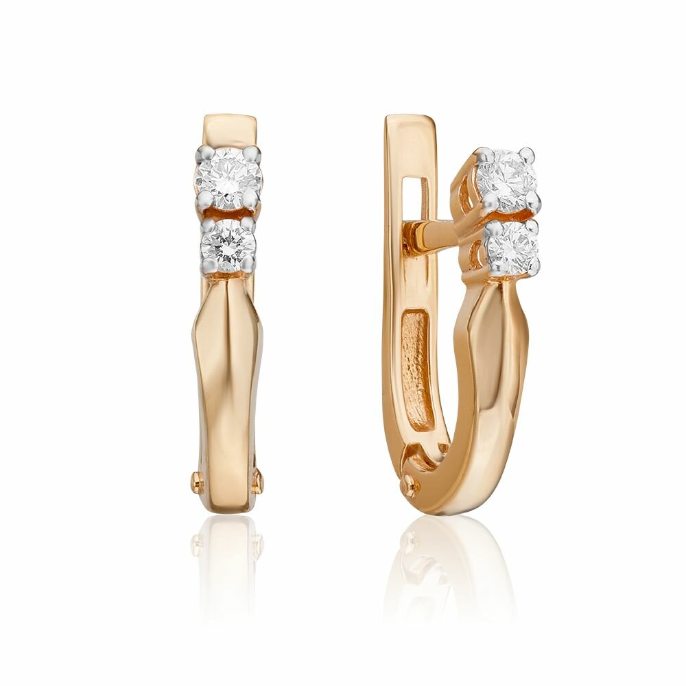 Серьги, красное золото, 585 проба, бриллиант
