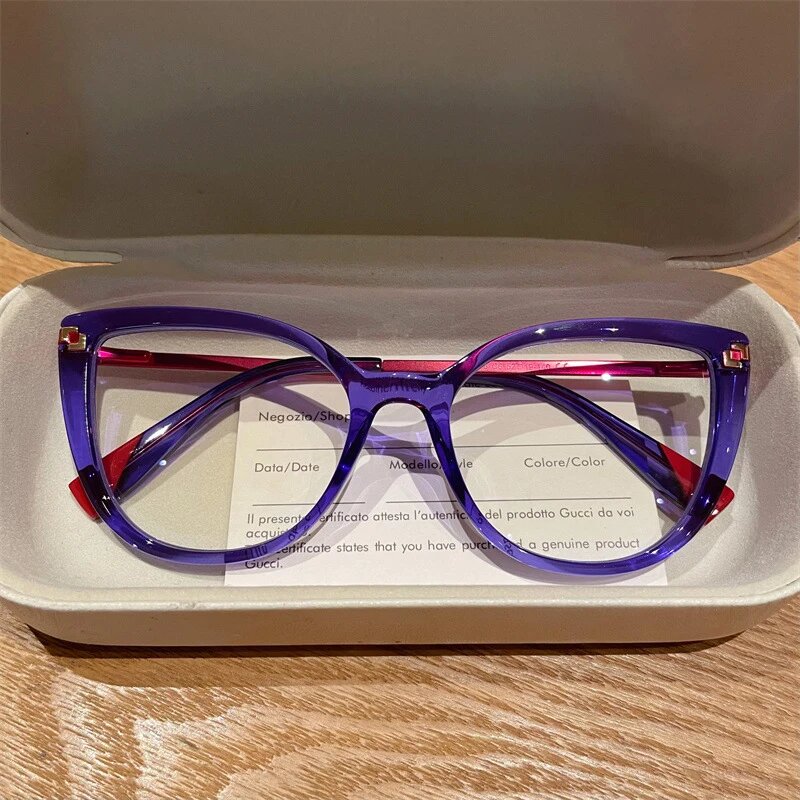 CLLOIO Женские очки "кошачий глаз" C6-Purple, Фиолетовый, 0 Frame