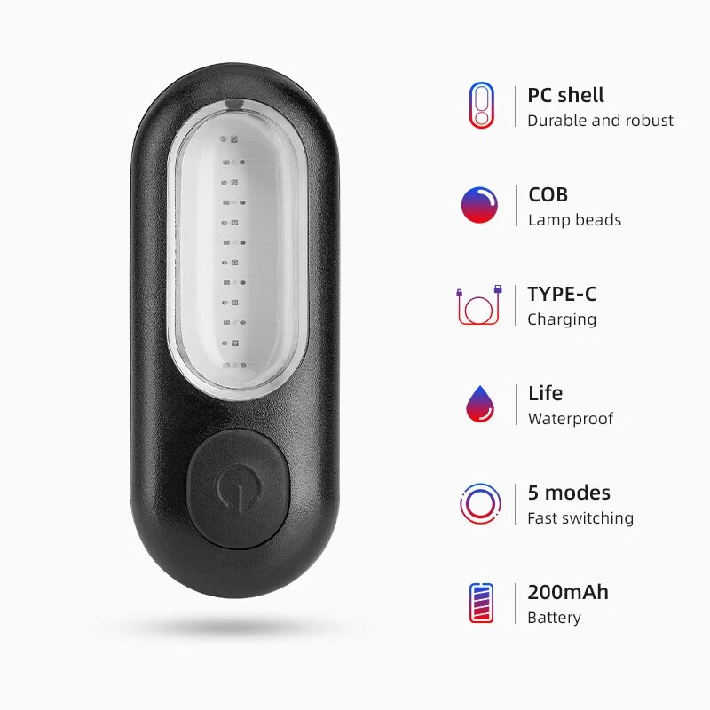 ROCKBROS PT-6005/PT-6005B Задний велофонарь 5 режимов PT-6005B Type-C