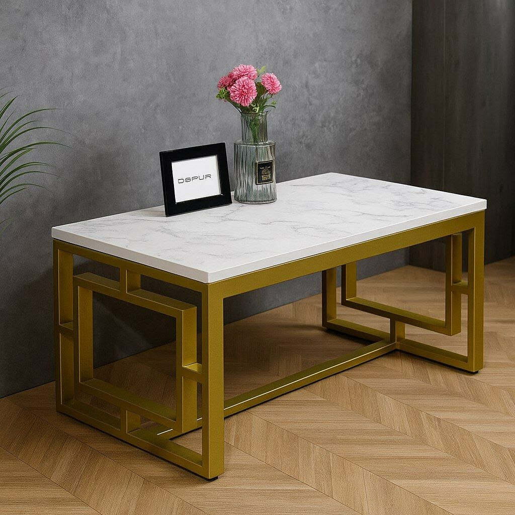 Столик журнальный, прямоугольный, металлический каркас, для дома стильный современный интерьерный столик белый мрамор