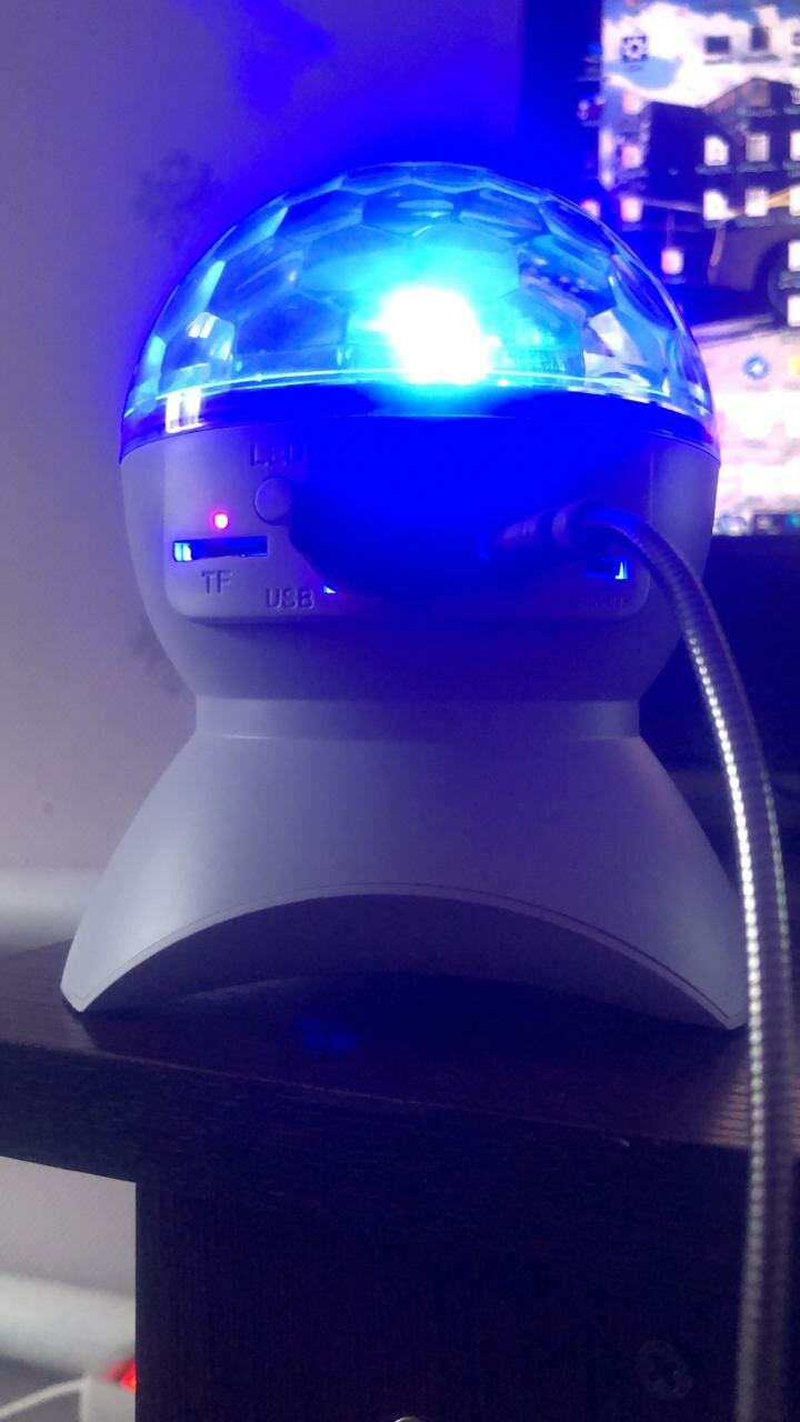 Диско шар проектор светодиодный с Bluetooth, Usb-флешка, серый. Супер звук!