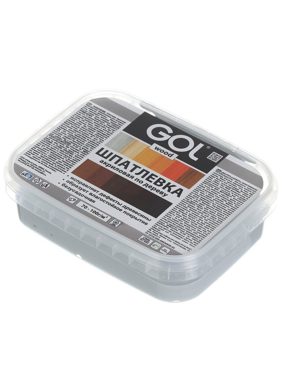 Мастер, Шпатлевка по дереву, акриловая, универсальная, светло-серая, 0.15 кг, GOL wood