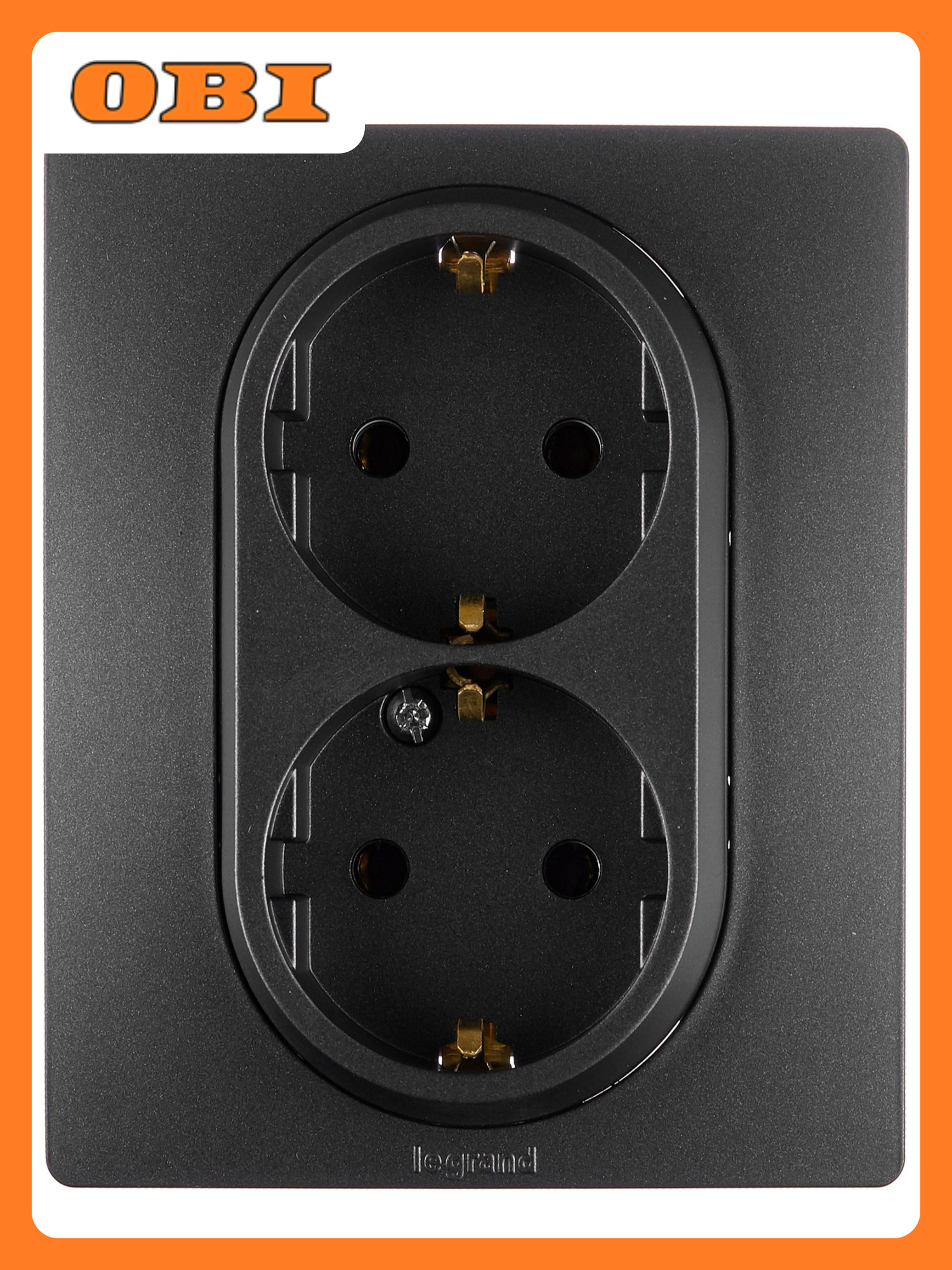 Розетка Legrand Etika, 2 гнезда, заземляющий контакт, черный