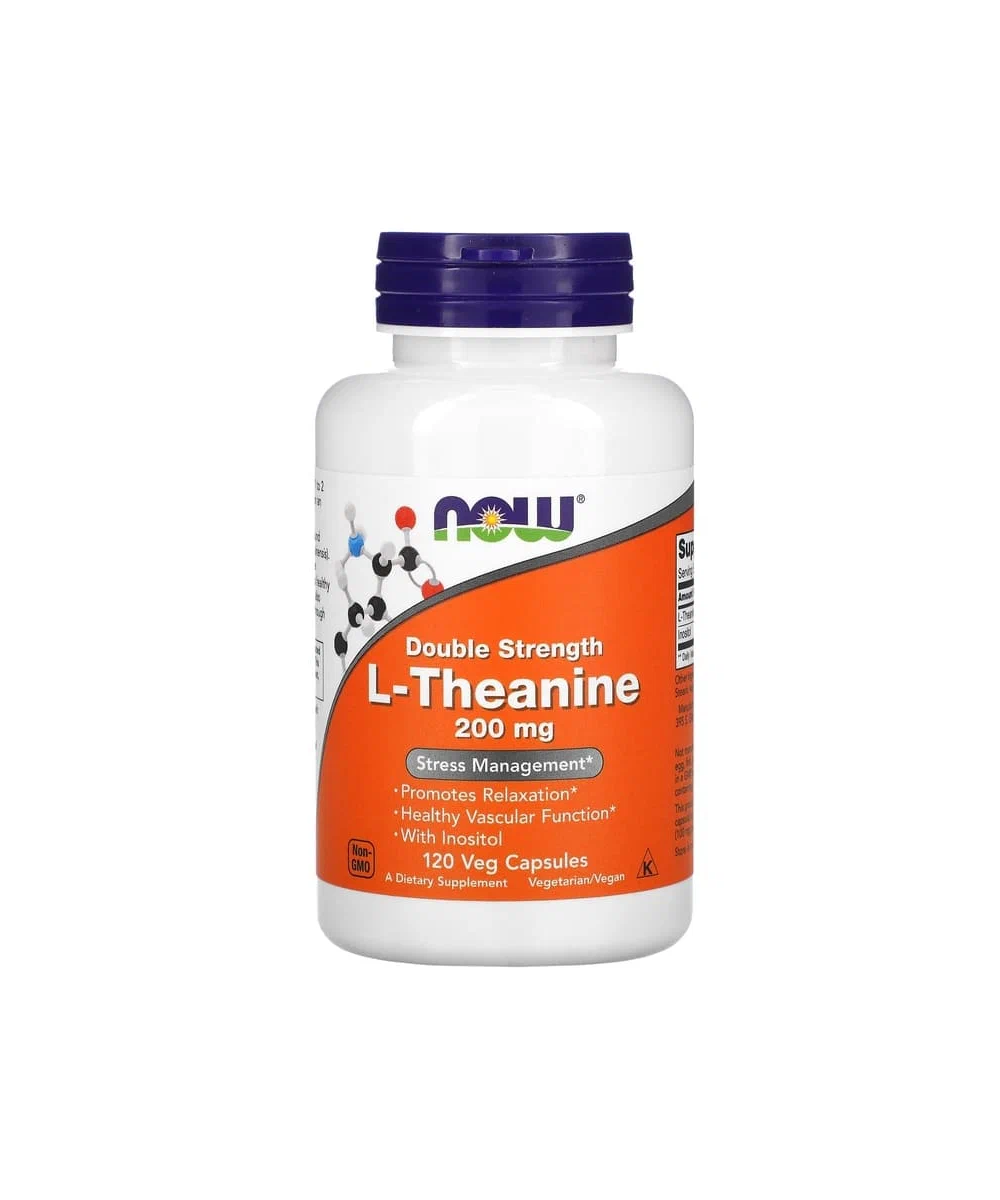 NOW Foods L-Theanine, L-Теанин 200 мг 120 вегетарианских капсул