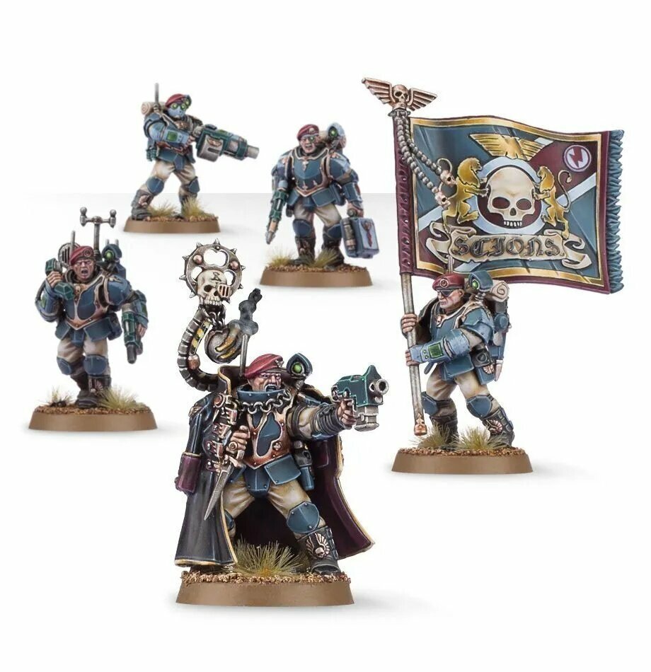 Смола Миниатюра Warhammer 40000 MILITARUM TEMPESTUS SCIONS COMMAND SQUAD (Два варианта) / миниатюр для настольной игры Упражнения для раскрашивания