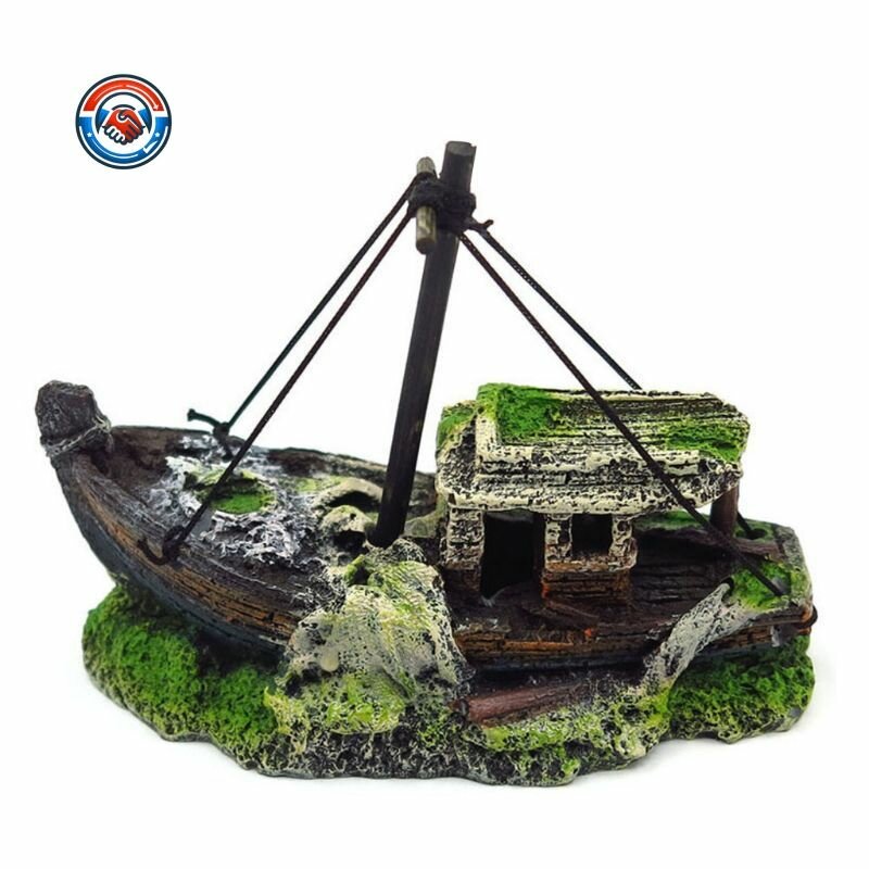 Декорация для аквариума кораблекрушение, аквариумное украшение из смолы, террариумный декор, подводный интерьер для рыбок, безопасная аквариумная фигура