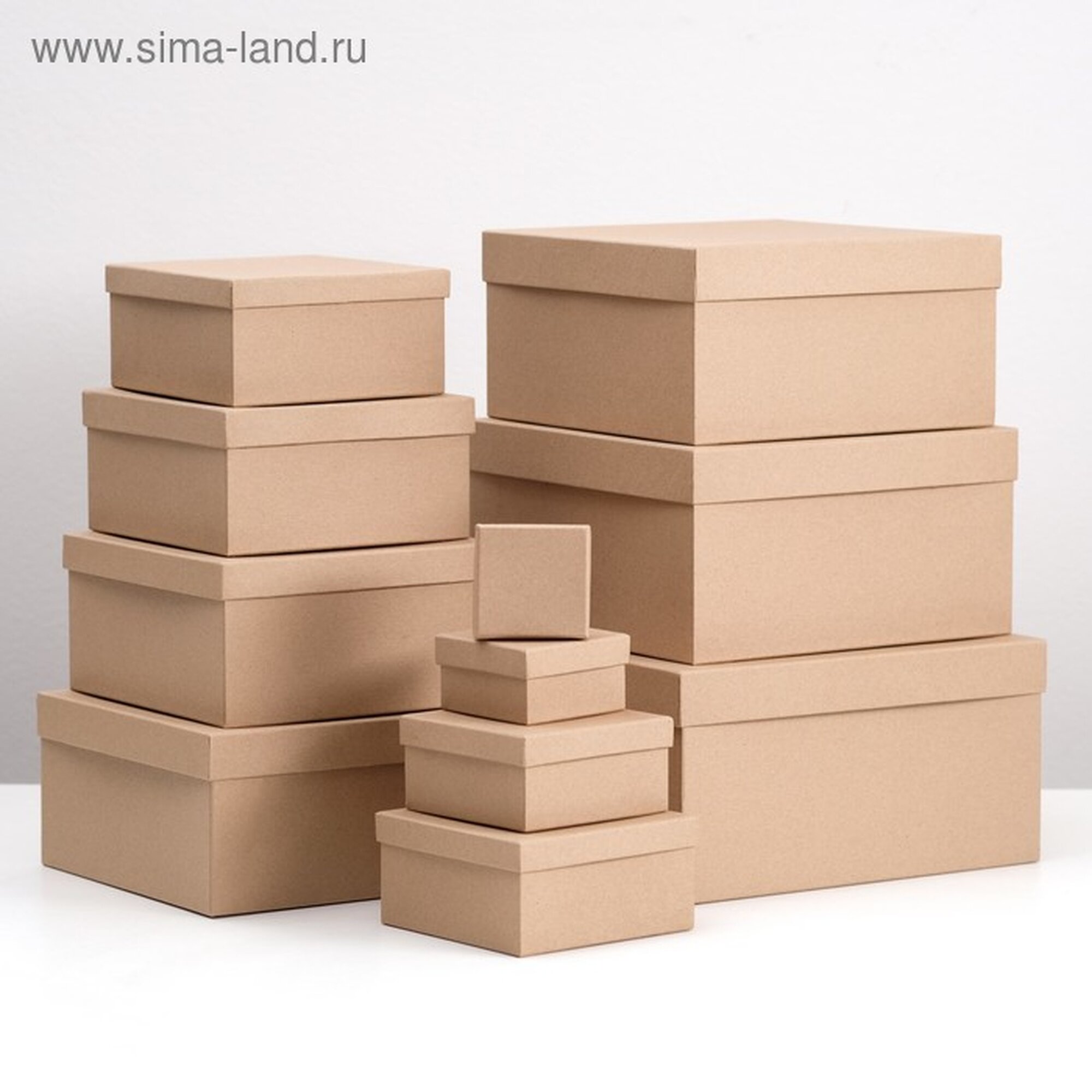 Набор квадратных коробок 11 в 1 "Крафт однотонный" 26 х 26 х 12,5 - 6,5 х 6,5 х 4 см 2829775