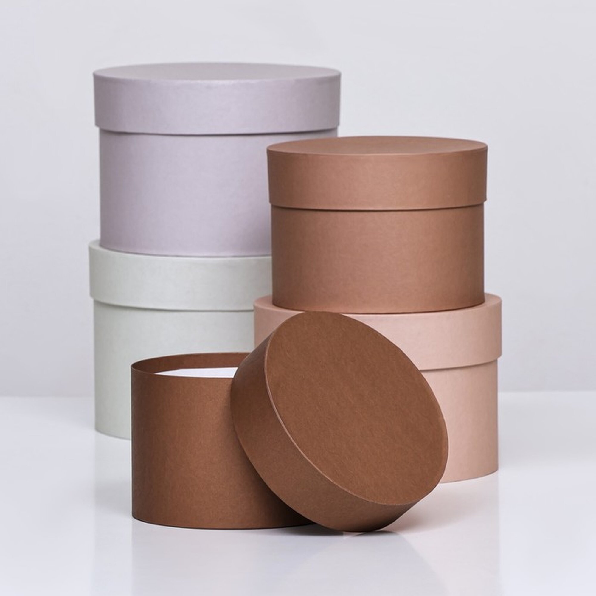 Набор круглых подарочных коробок 5 в 1«Кофе», 20 × 14 - 15×10 см