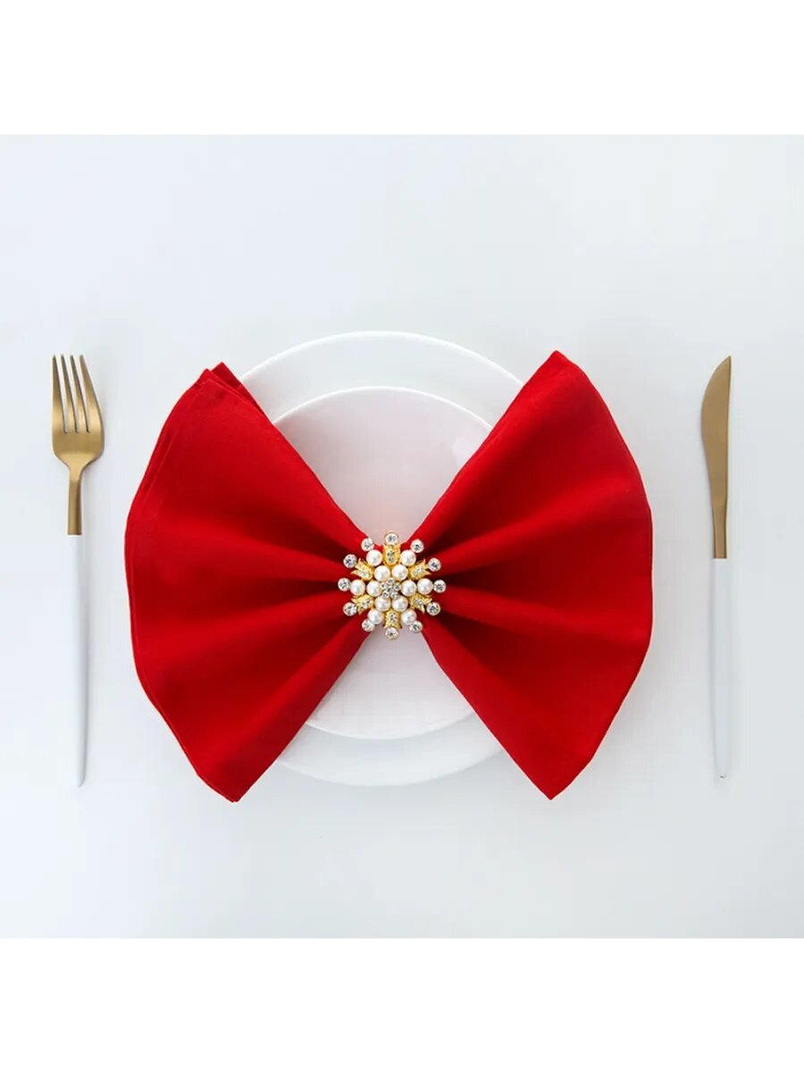 Толстая хлопковая салфетка, красная, 50x50см, отель